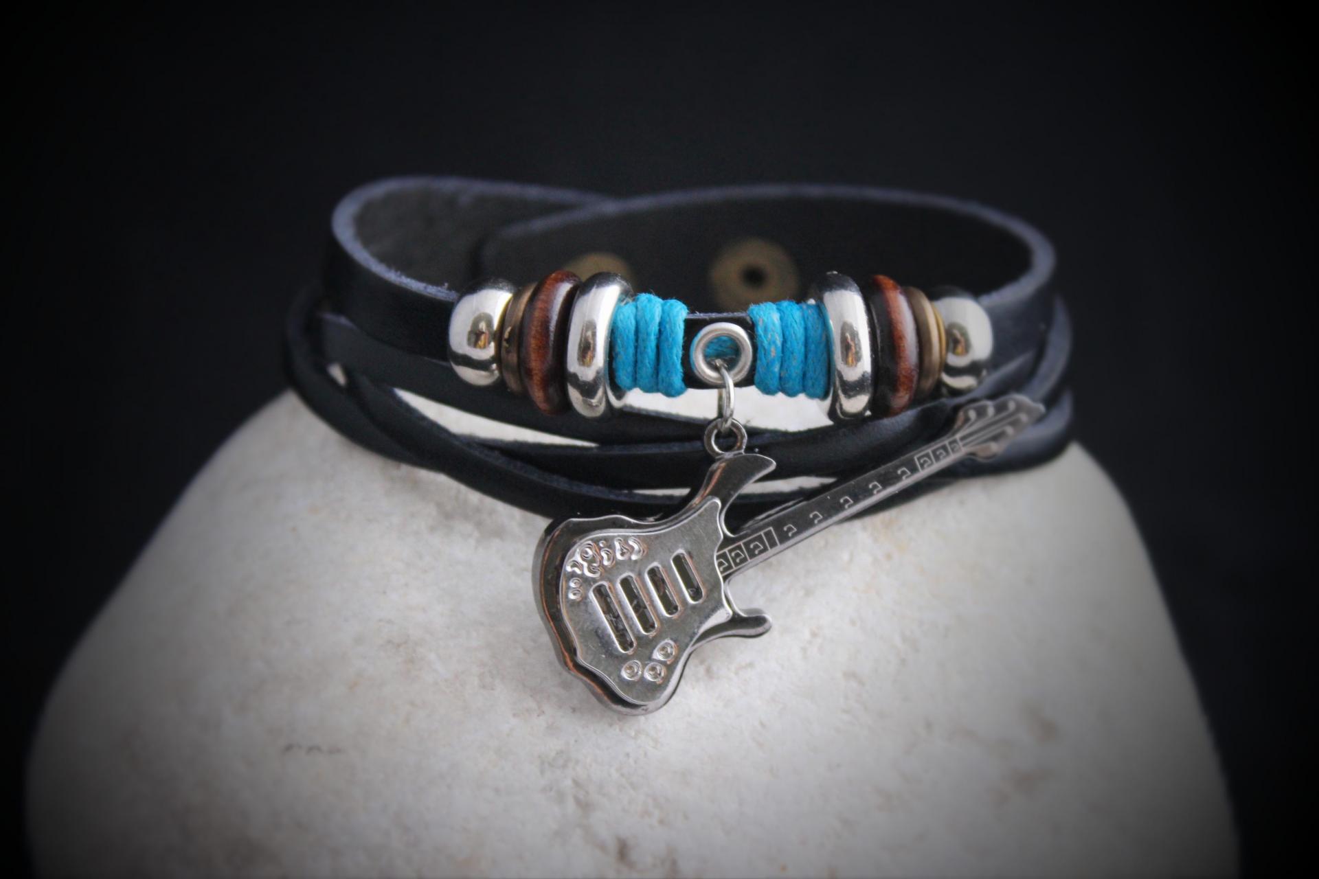 Genuine Leather bracelet with guitar | Music Jewellery Online