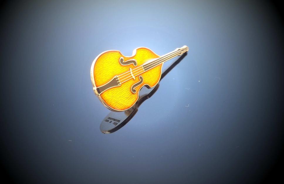 Upright Double Bass Pin Badge | Music Jewellery Online