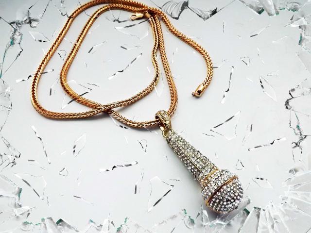 Microphone Necklace Gold or Silver Style | Music Jewellery Online