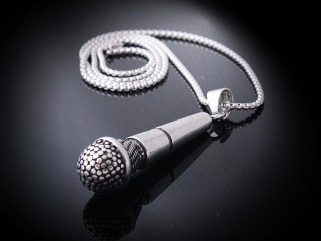 Microphone Necklace with Crystals | Music Jewellery Online