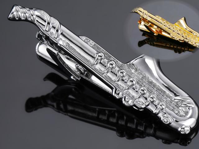 Saxophone Necklace Silver & Black | Music Jewellery Online