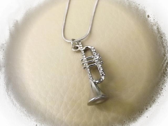 Trumpet Pendant - Stainless Steel | Music Jewellery Online