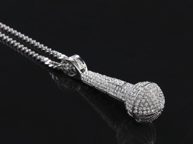 Microphone Necklace with Crystals | Music Jewellery Online